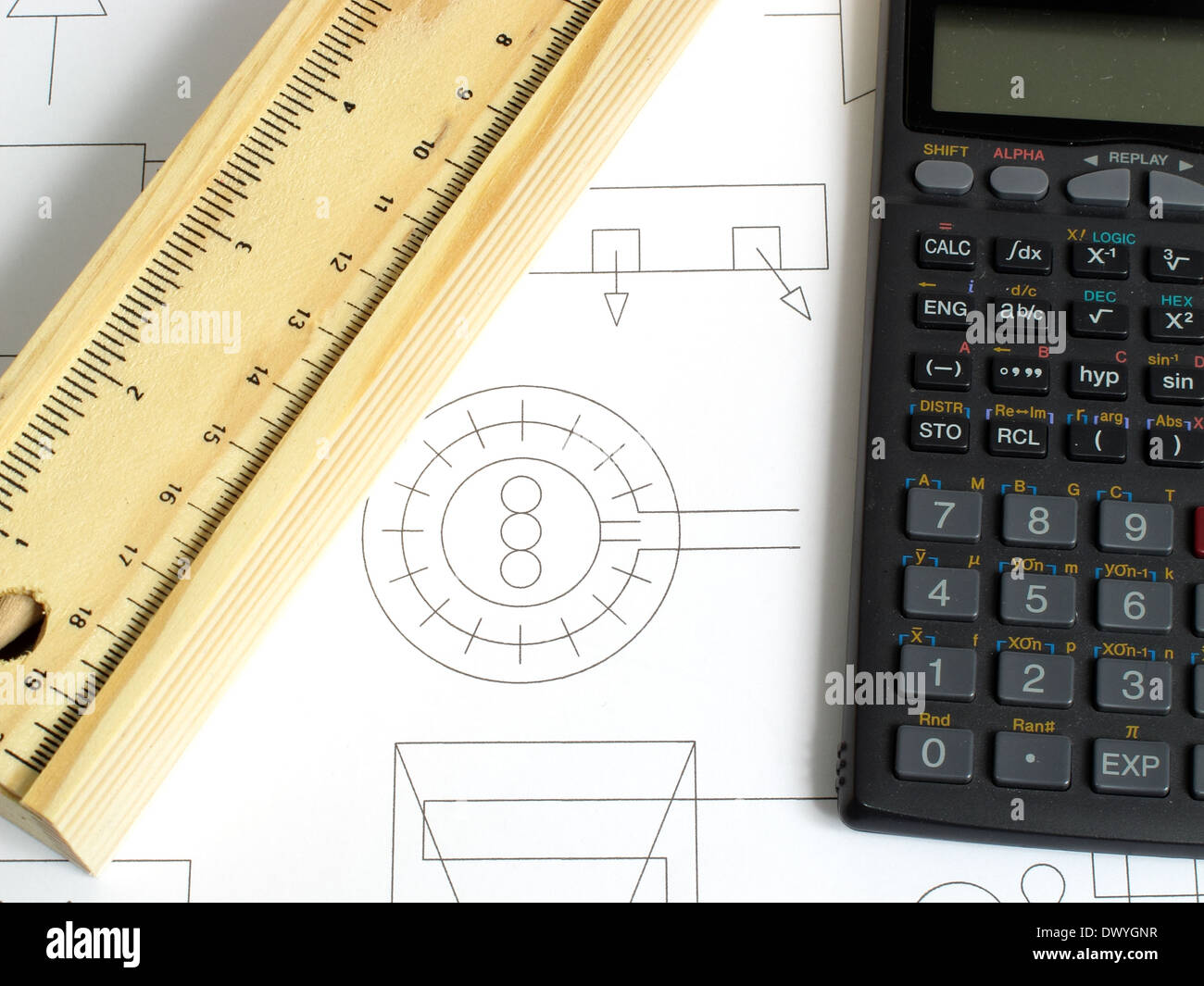 An image showing the concept of learning with a calculator and a pencil ...