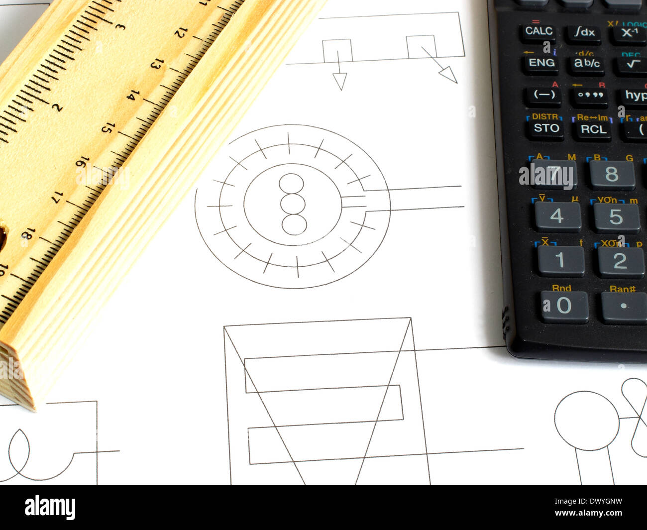 An image showing the concept of learning with a calculator and a pencil ...