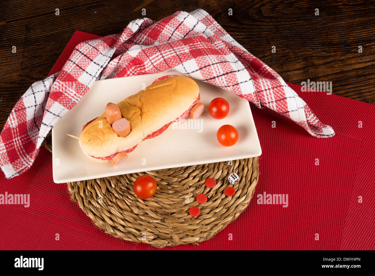 Kid snack in the shape of a race car Stock Photo - Alamy