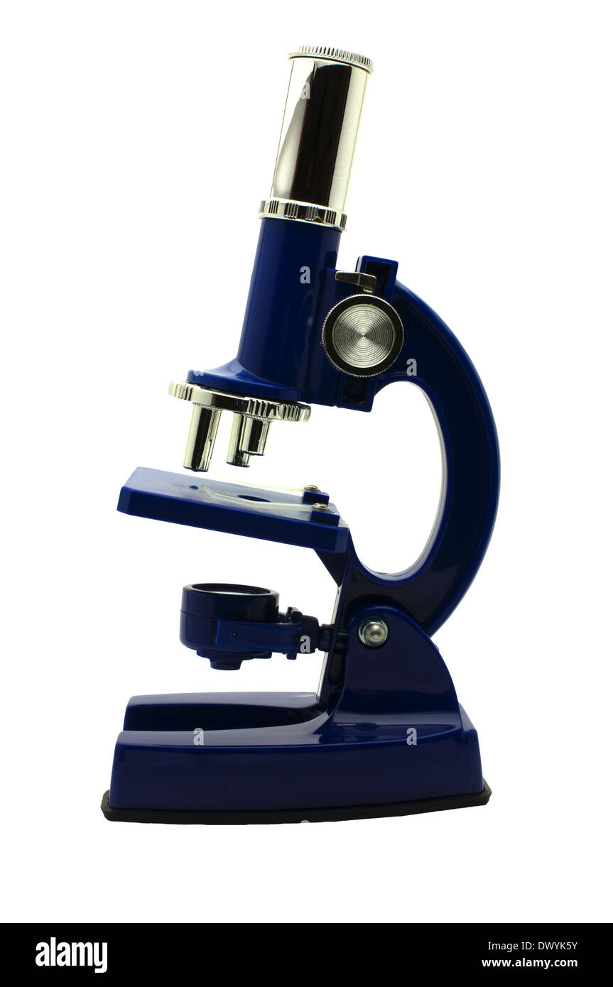 Children's microscope blue isolated on white Stock Photo - Alamy