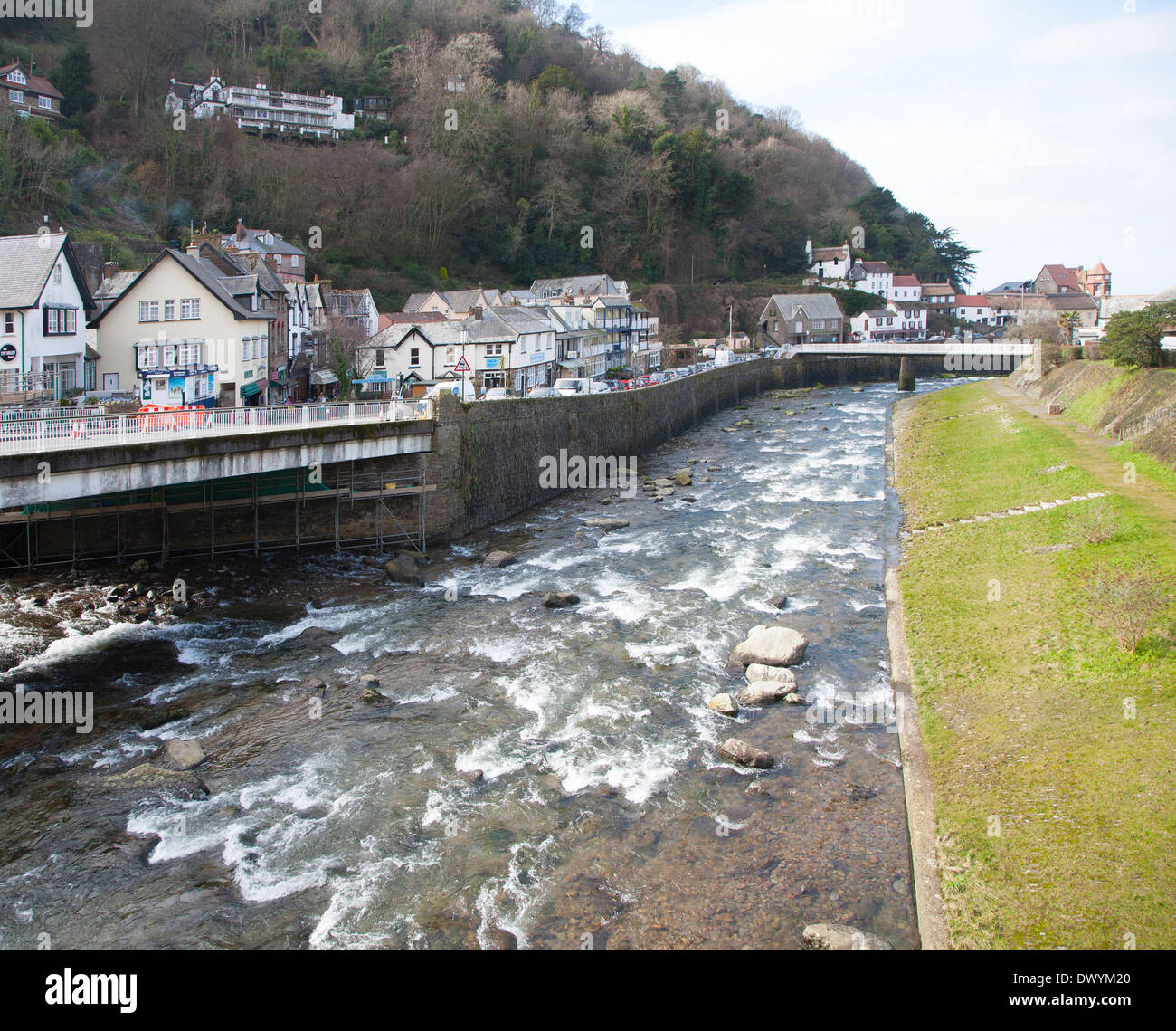 River Lyn and village of Lynmouth, Devon, England Stock Photo - Alamy