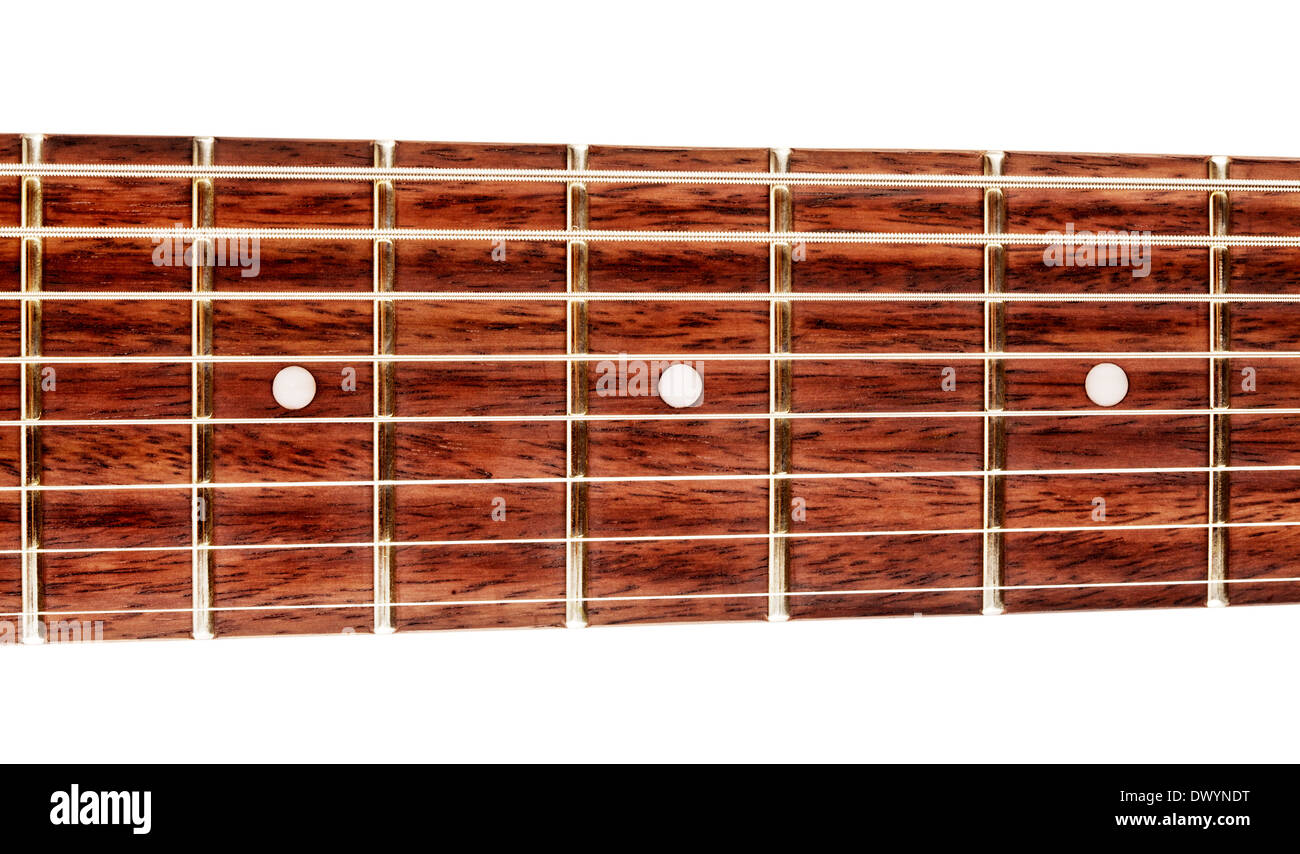 electric eight-string guitar fretboard, isolated on white Stock Photo ...