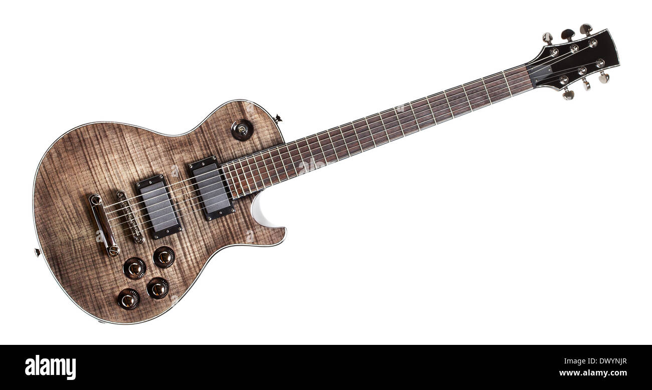 six-string black electric guitar, isolated on white Stock Photo - Alamy