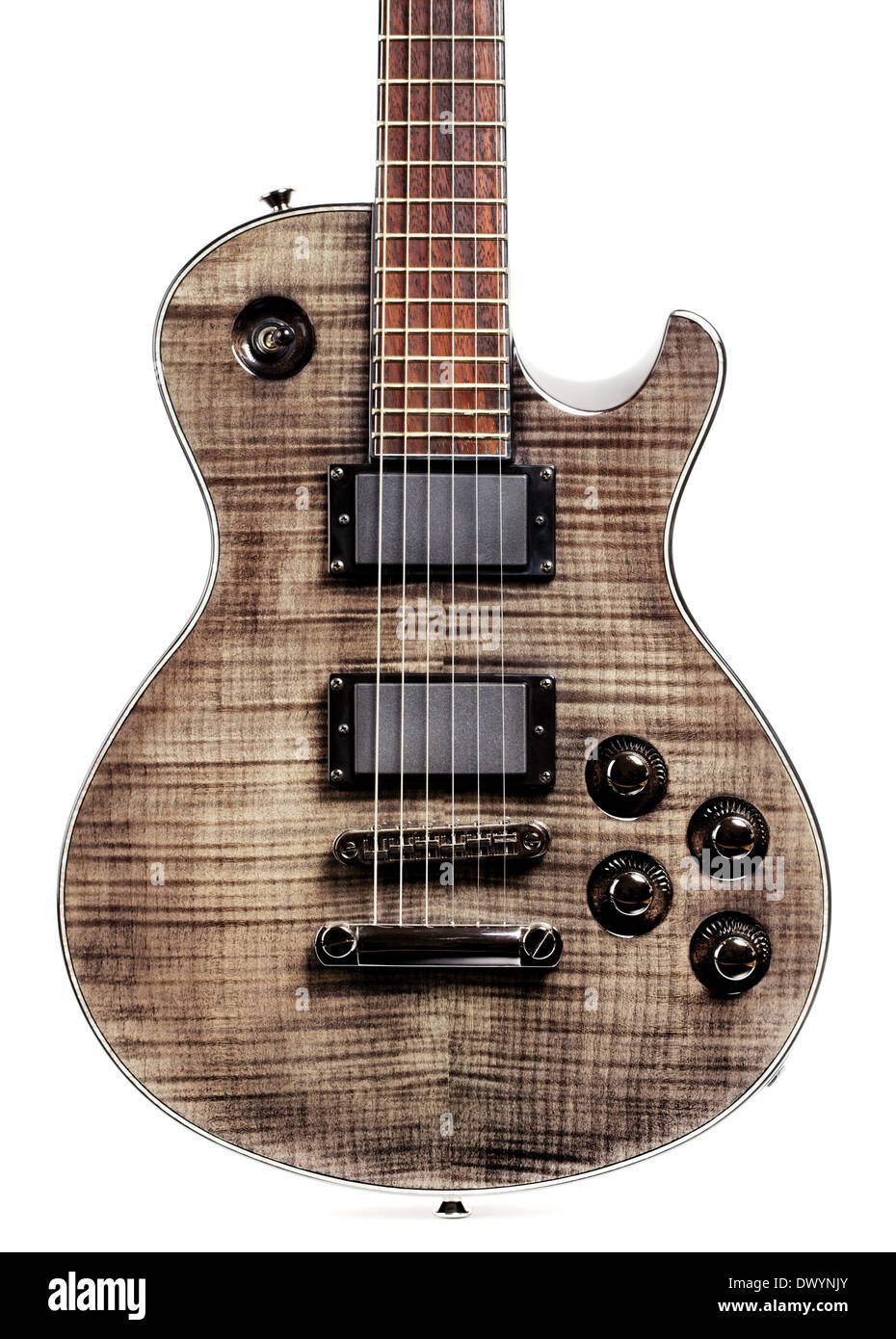 six-string black electric guitar, isolated on white Stock Photo - Alamy