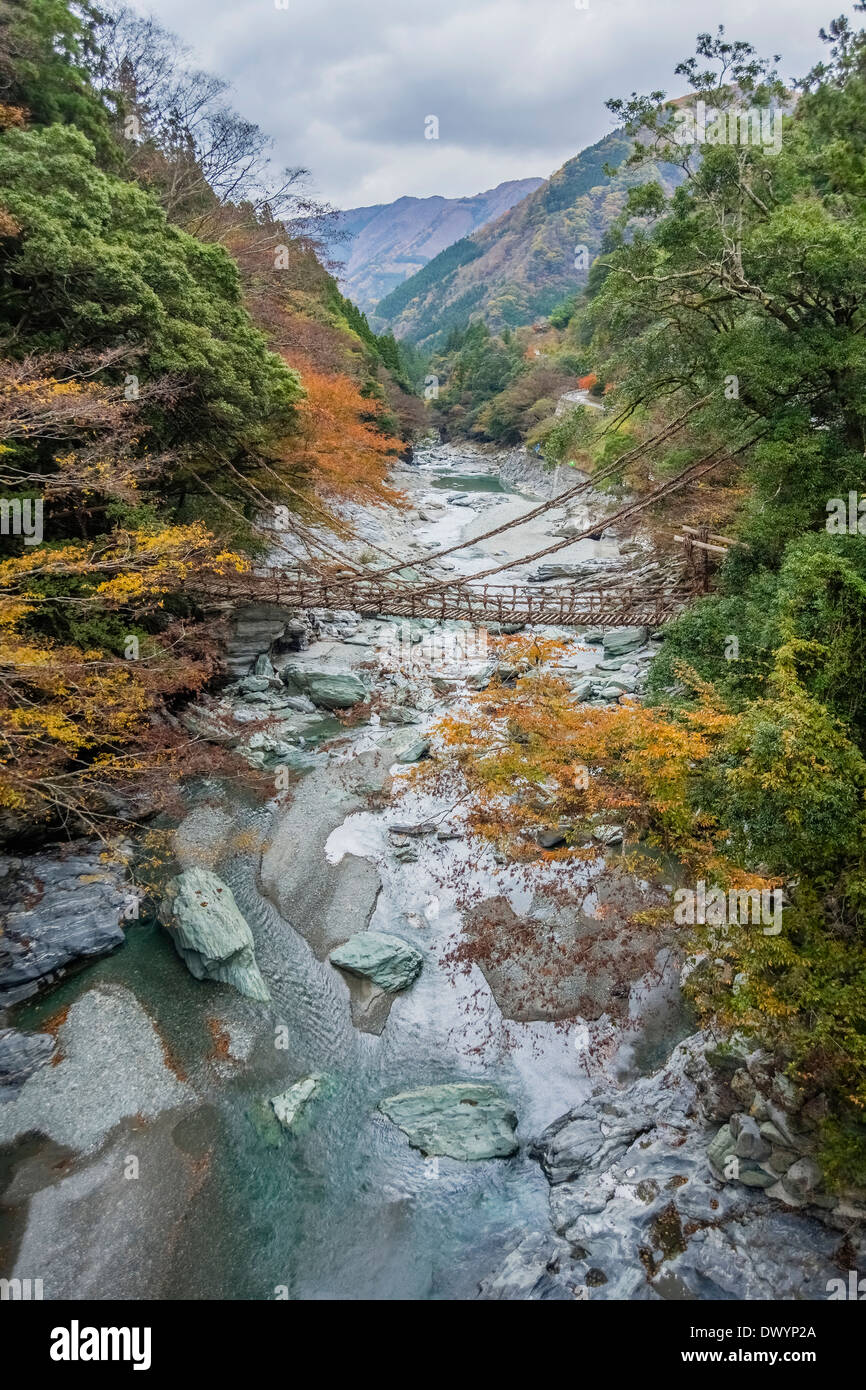 Kazura-bashi Vine Bridge of Iya Valley, Miyoshi, Tokushima Prefecture ...