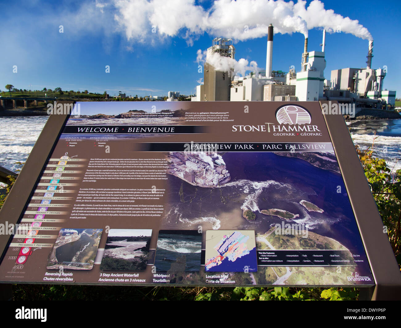 The giant Irving Pulp Mill and famous Reversing Falls of the St John ...