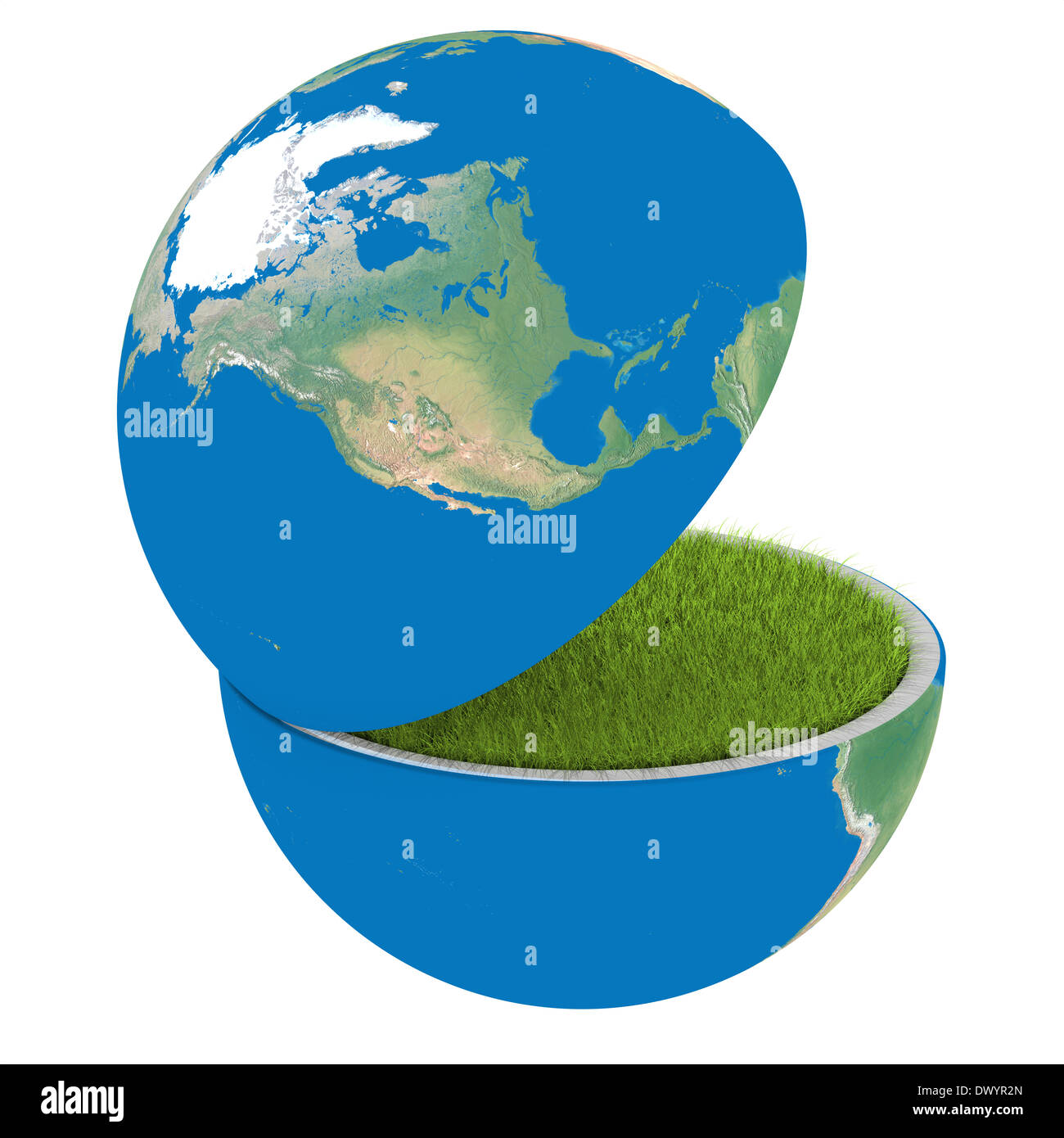 Opening planet Earth isolated on white background, concept of ecology ...