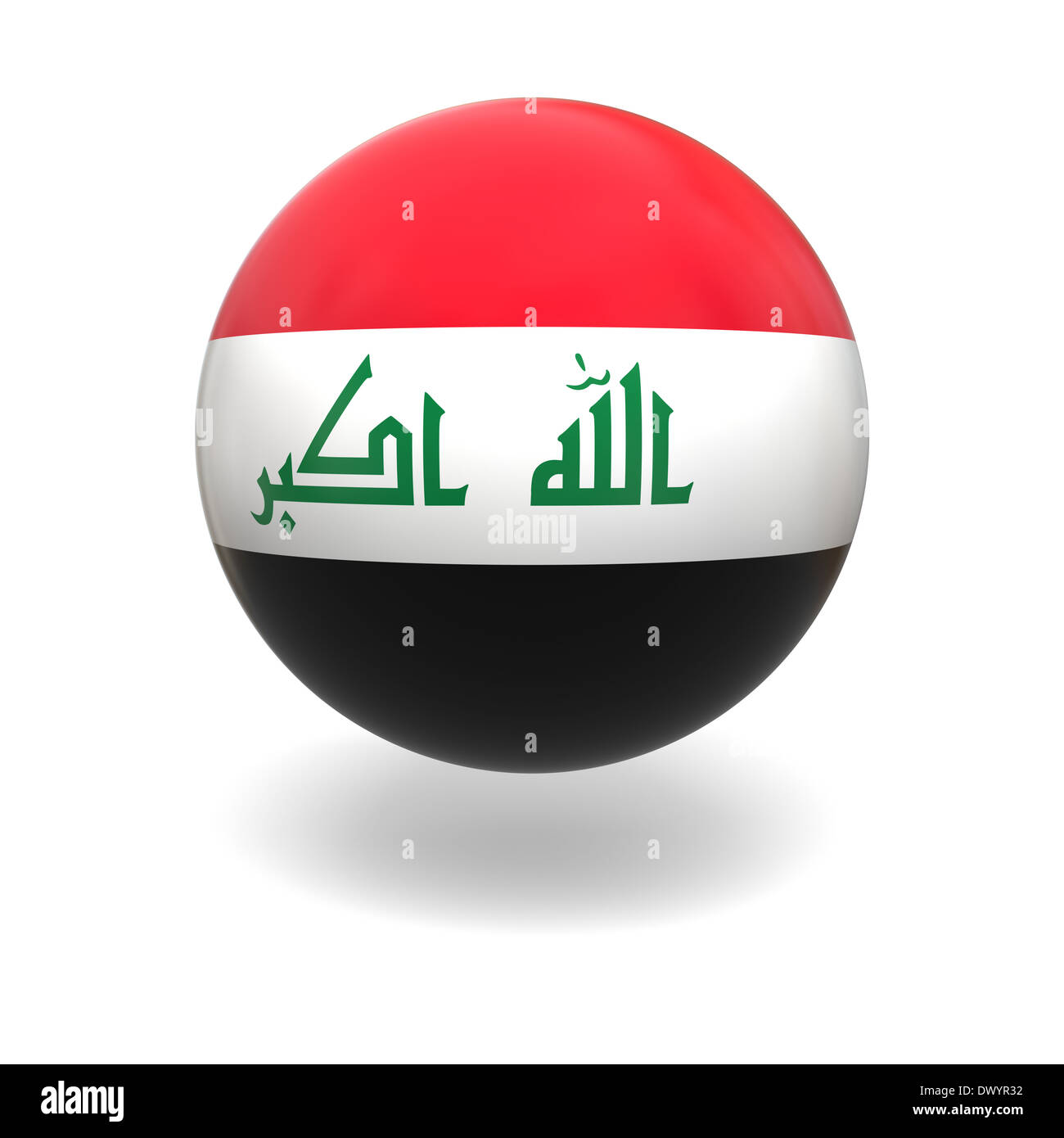 National flag of Iraq on sphere isolated on white background Stock ...