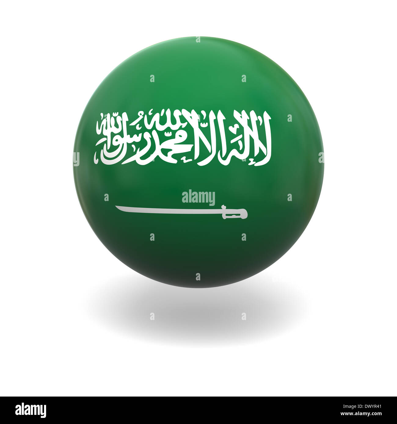 National flag of Saudi Arabia on sphere isolated on white background ...