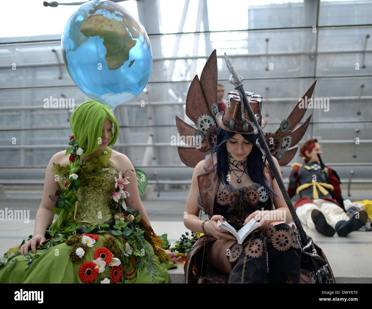 Leipzig, Germany. 15th Mar, 2014. People in cosplay are pictured at the ...