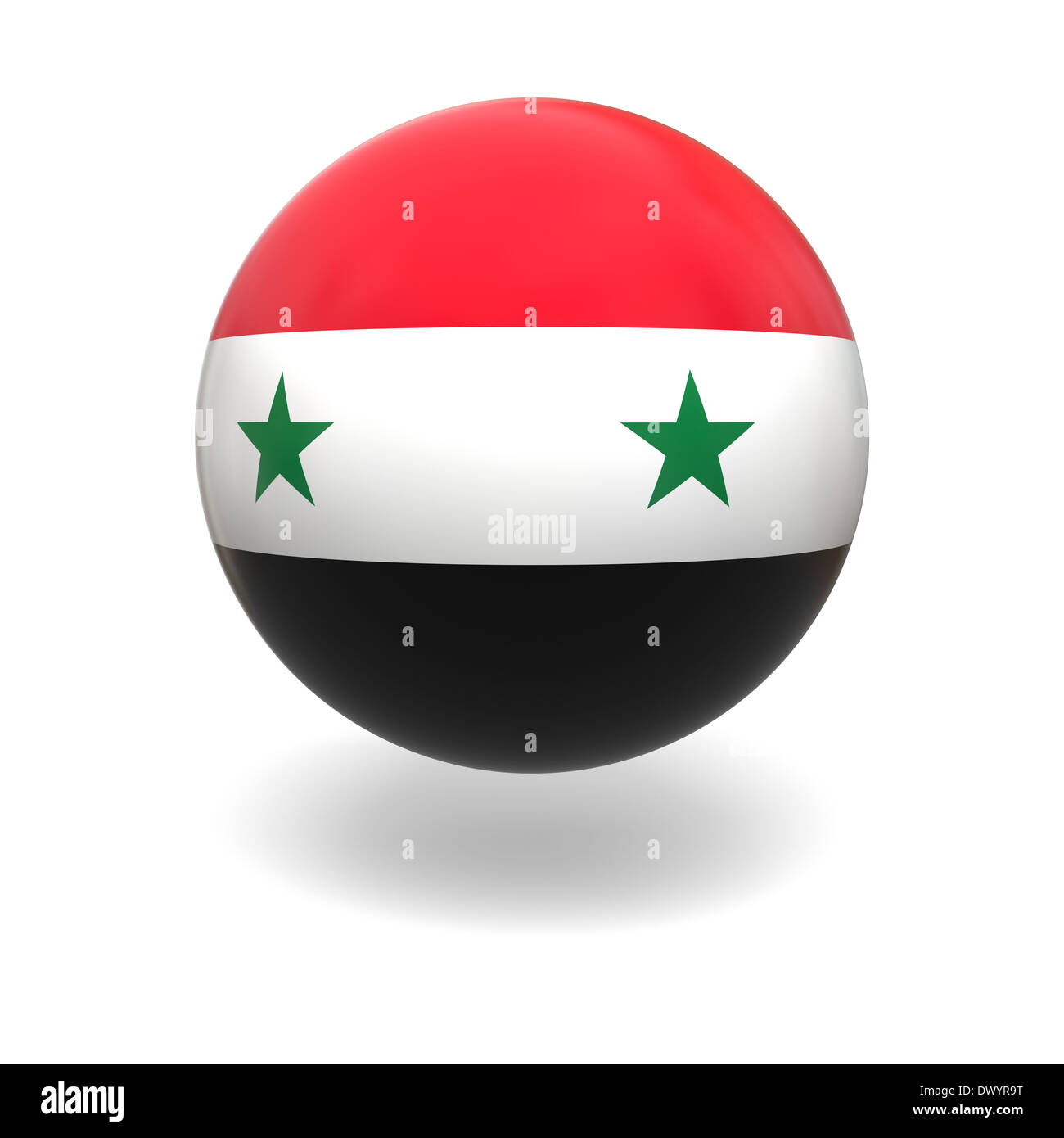 National flag of Syria on sphere isolated on white background Stock ...