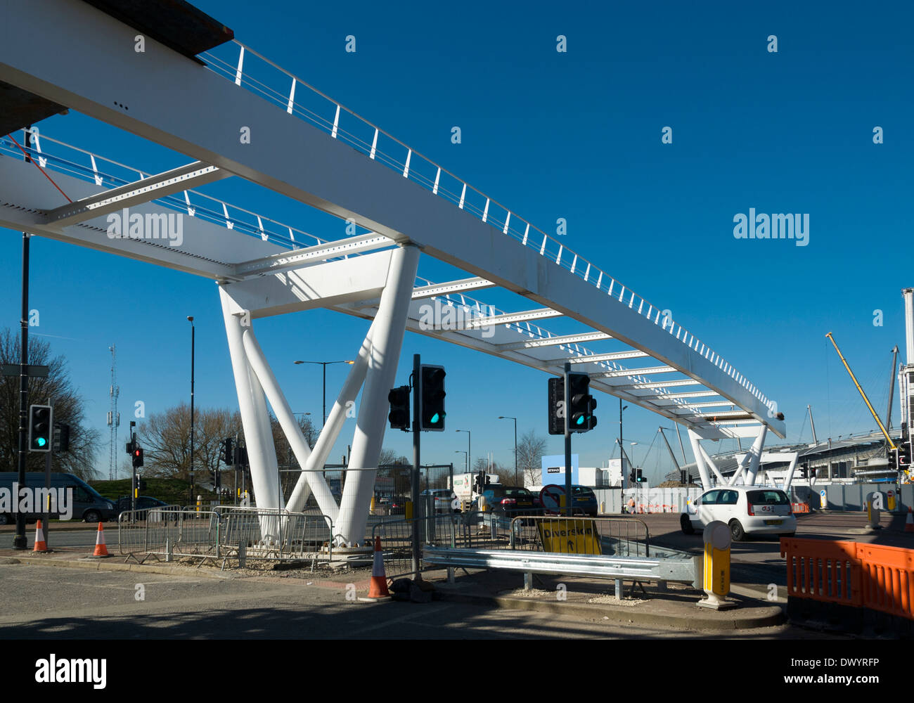 Etihad Campus footbridge under construction across a major road ...