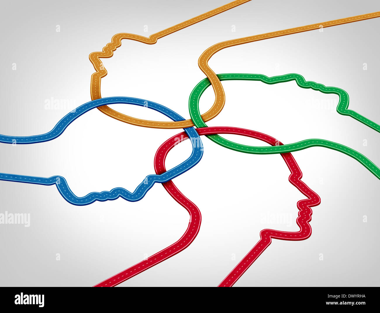 Community learning development concept with a group of roads shaped as ...