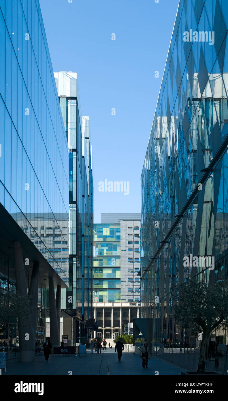 Offices and shops in The Avenue, Spinningfields, Manchester, England ...