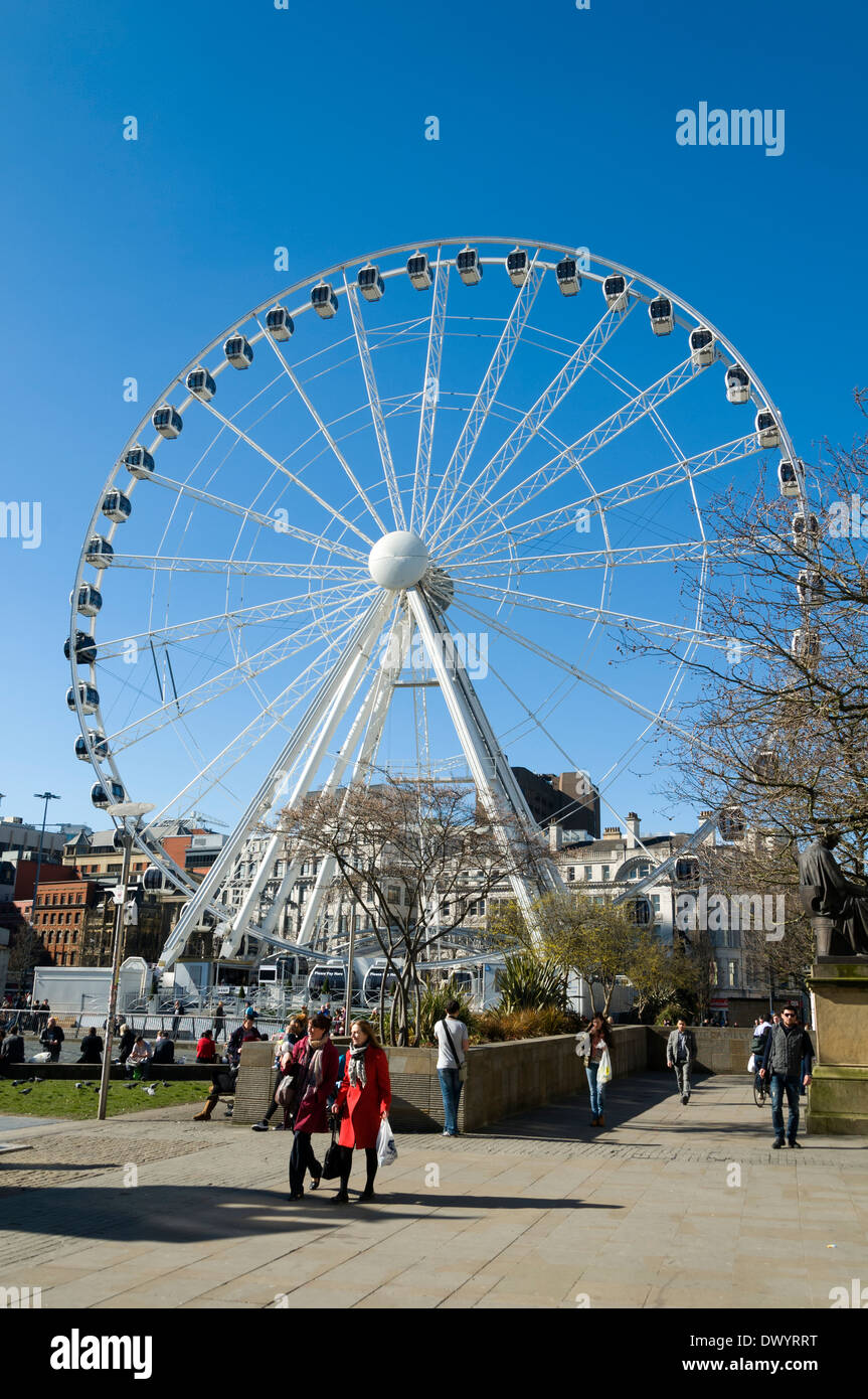 The Manchester Wheel, Piccadilly Gardens, Manchester, England, UK Stock ...