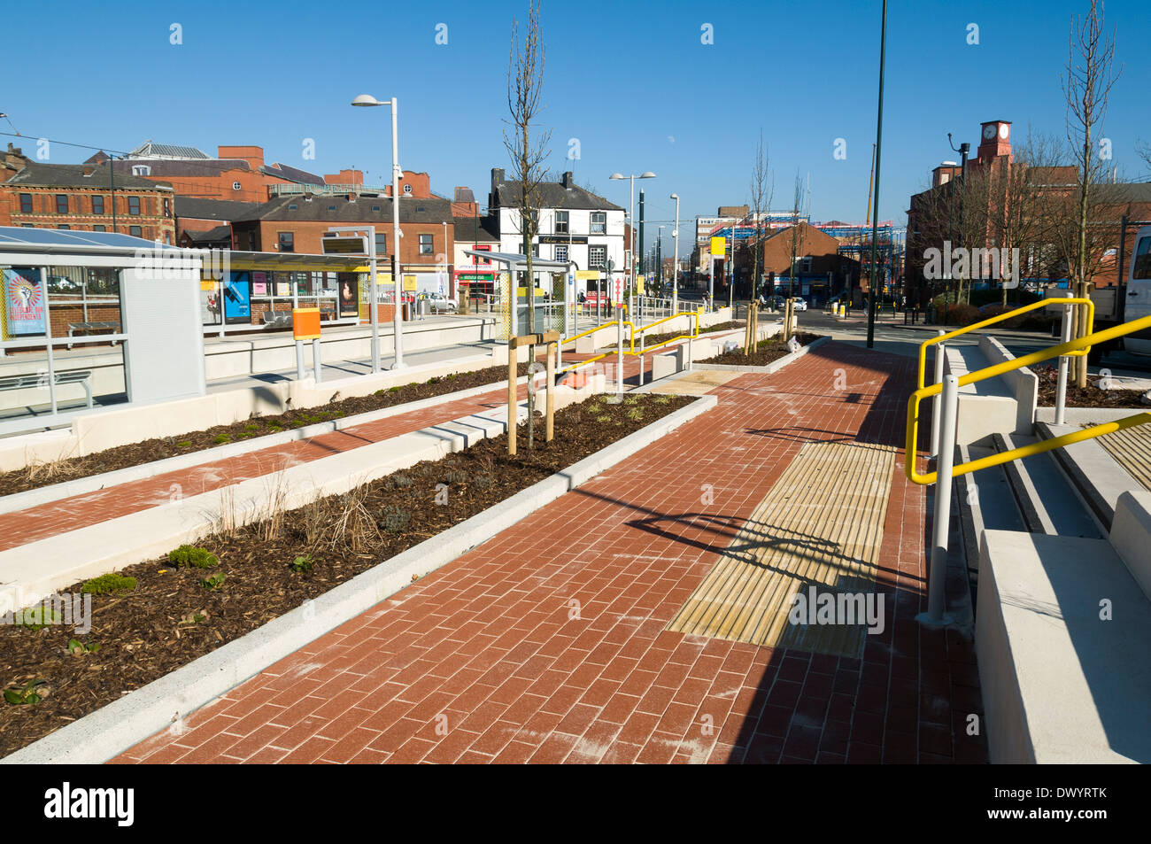 Landscaping at King Street Metrolink tram stop, Oldham, Greater ...