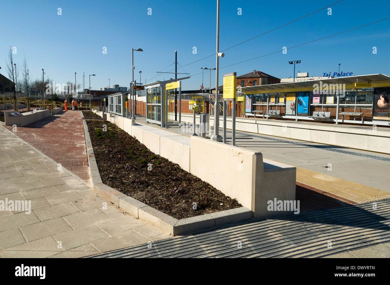 Landscaping at King Street Metrolink tram stop, Oldham, Greater ...