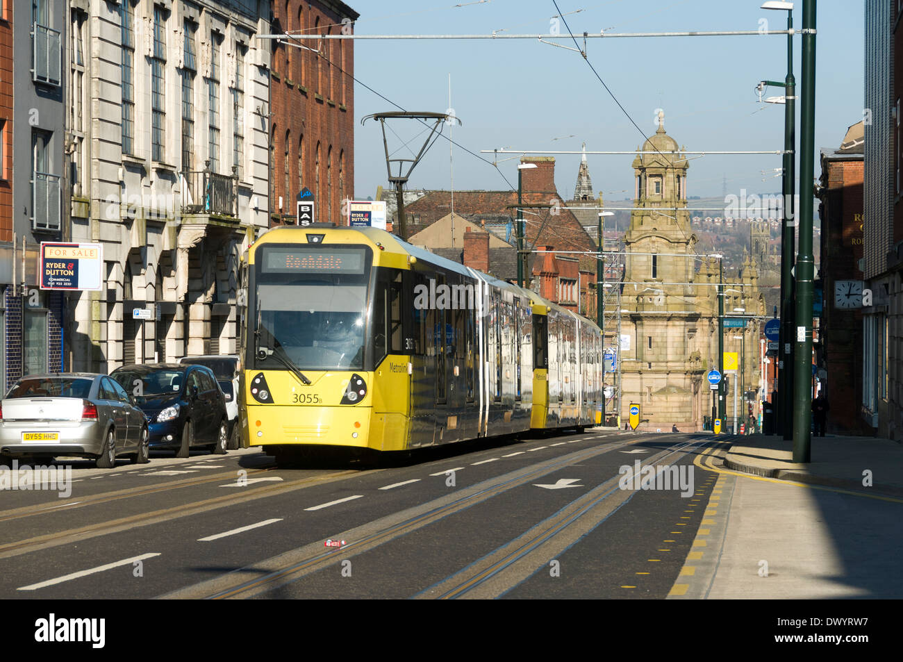 Metrolink tram on Union Street, Oldham, Greater Manchester, England, UK ...