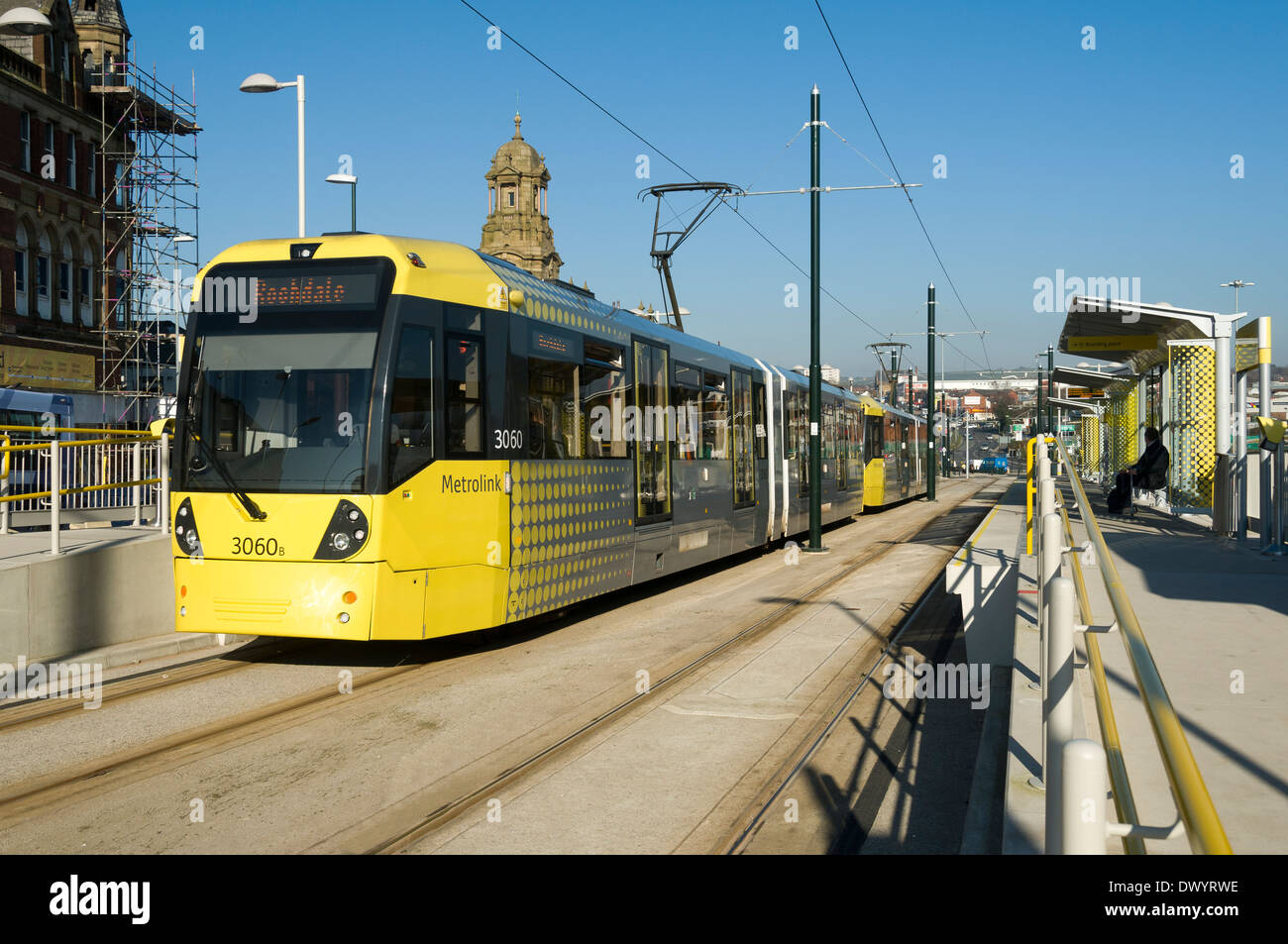 Metrolink tram at Oldham Mumps Metrolink stop, Union Street, Oldham ...