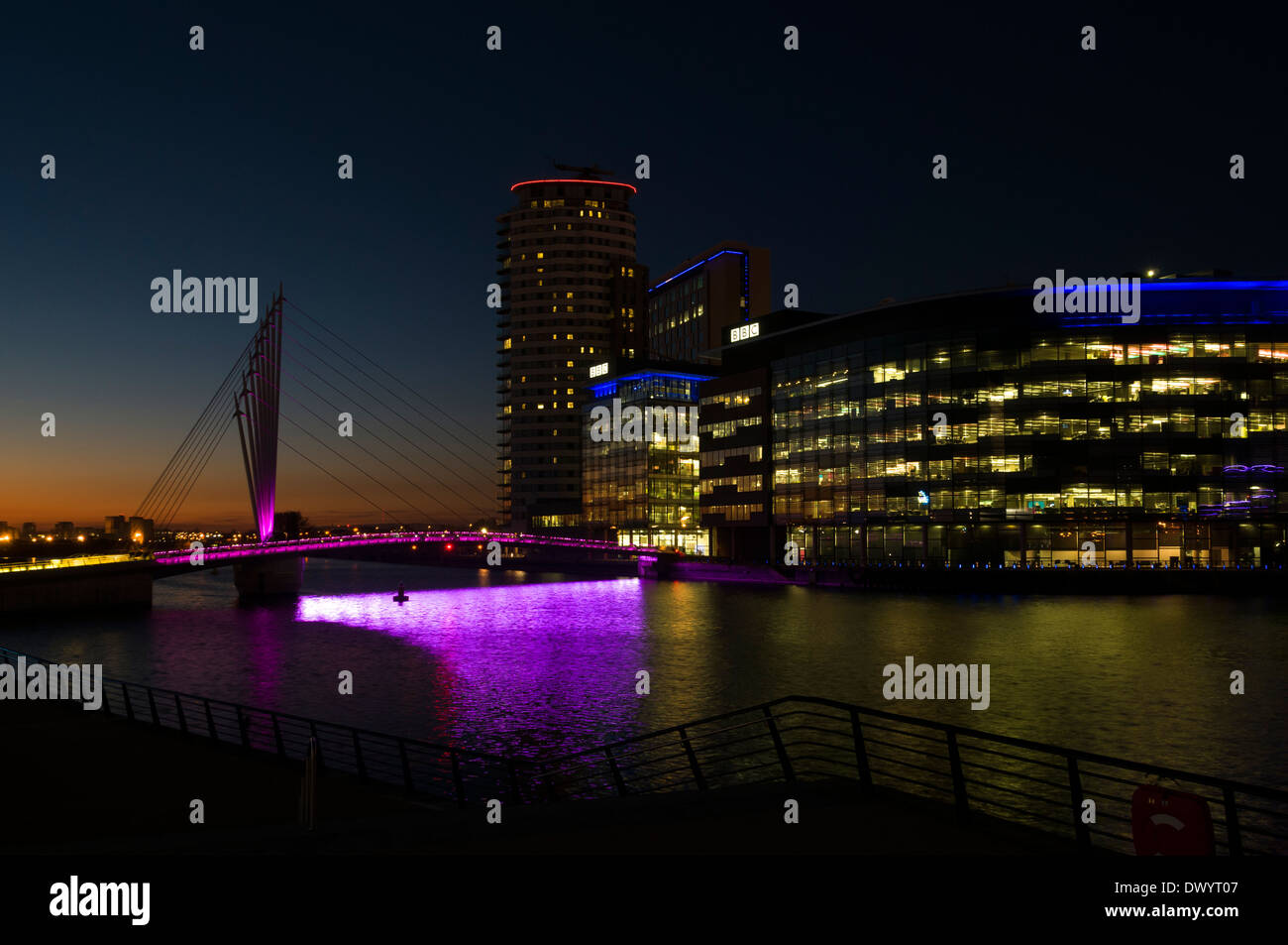 The MediaCityUK complex and swing footbridge, over the Manchester Ship ...