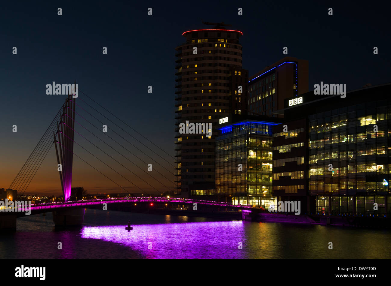 The MediaCityUK complex and swing footbridge, over the Manchester Ship ...