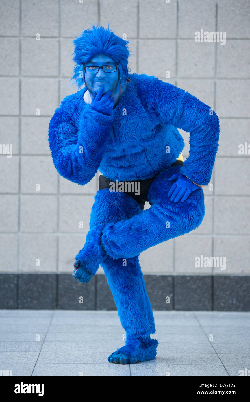 London, UK - 15 March 2014: Samuel Rule as Beast pose for a picture ...