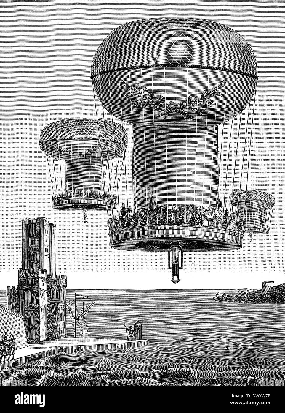 19th century hot air balloon Black and White Stock Photos & Images - Alamy