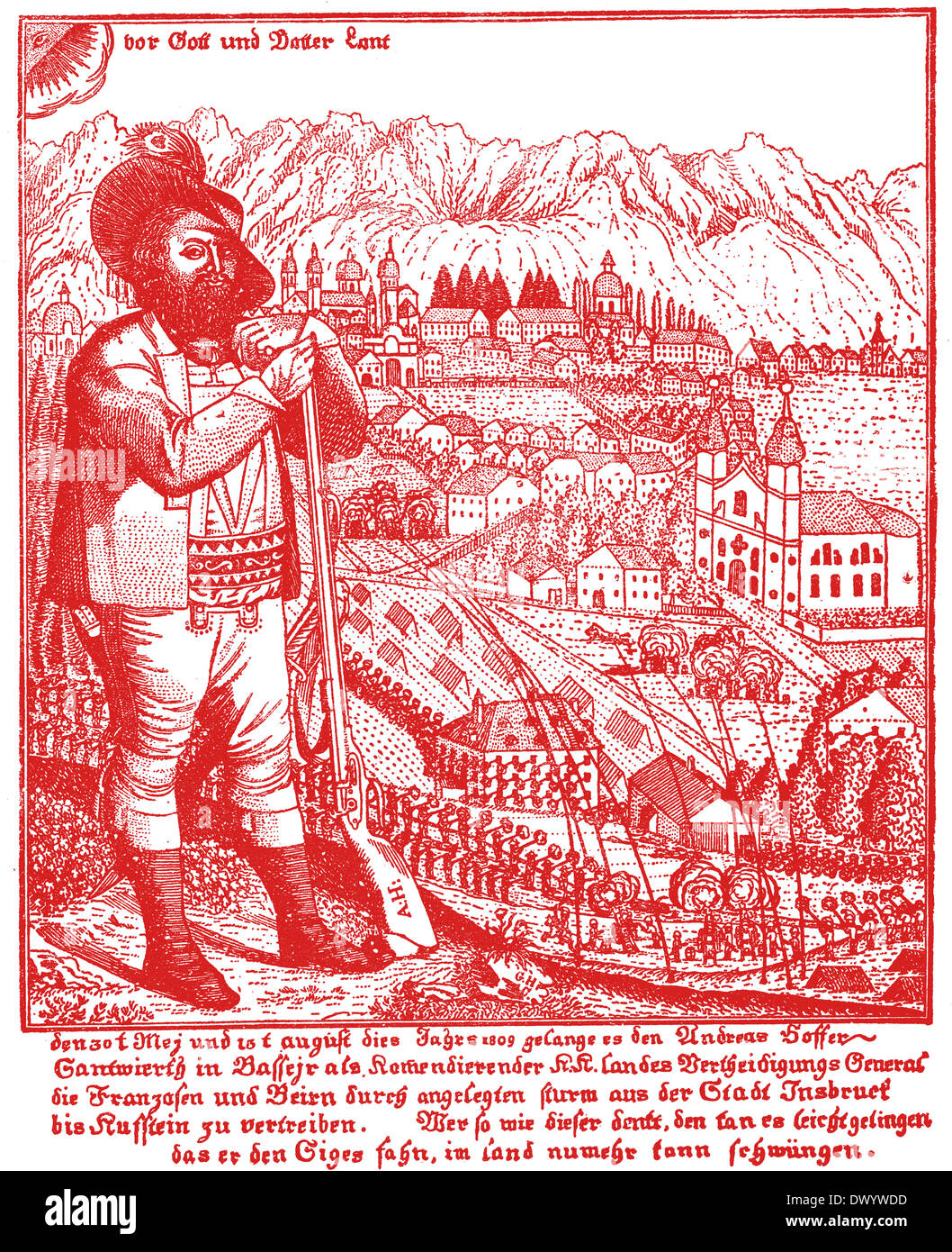 Histrical flyer, Andreas Hofer, 1767 - 1810, publican, cattle dealer ...