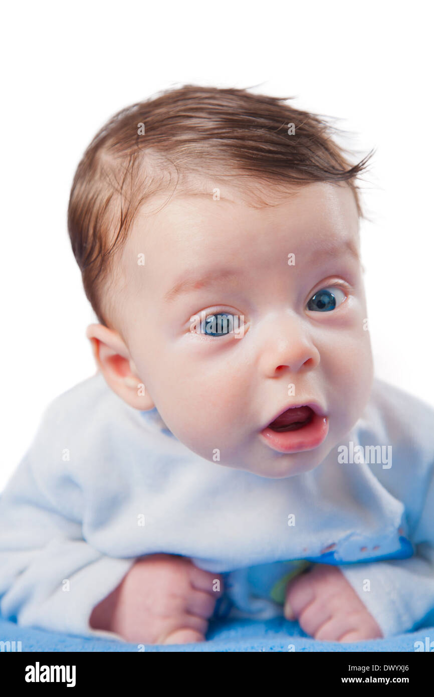 Studio portrait of a happy 3 months old baby boy Stock Photo - Alamy