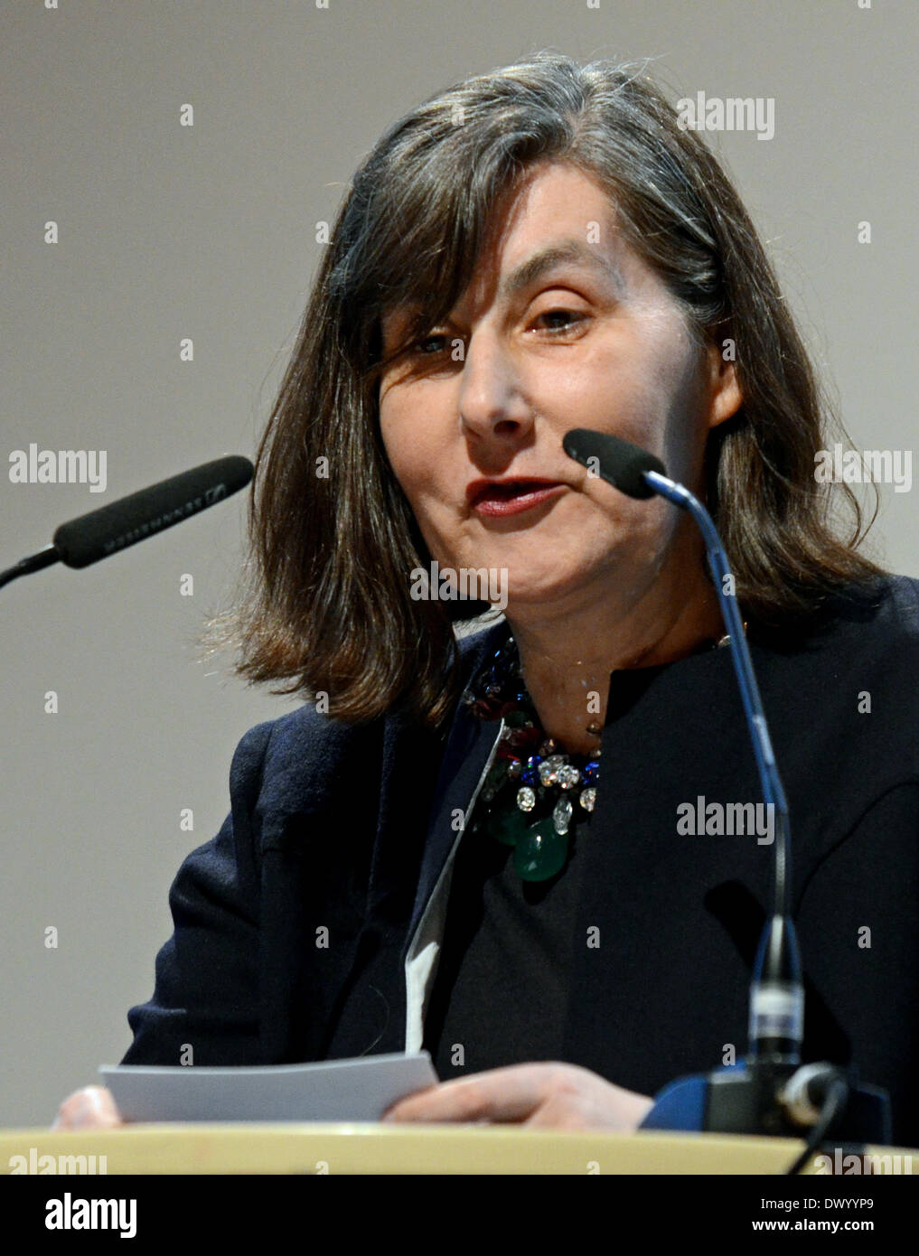 Duesseldorf, Germany. 15th Mar, 2014. Sculptor Katharina Fritsch speaks ...