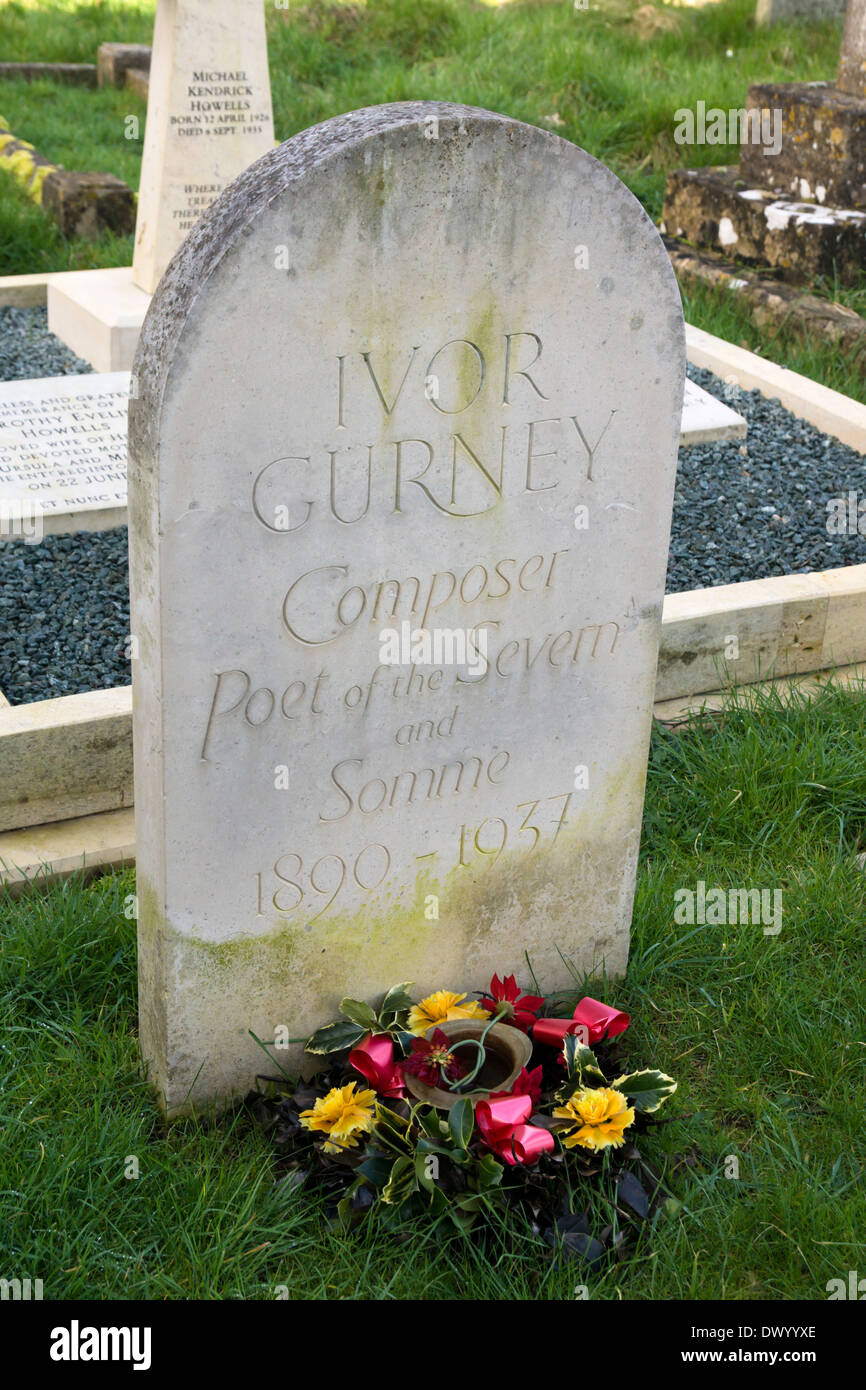 The Grave of Ivor Gurney in Twigworth Gloucesterhire England UK. A ...