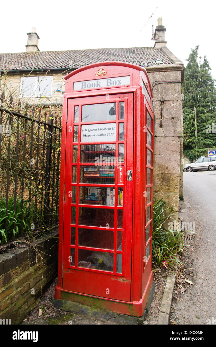 Limpley Stoke Bath Somerset England UK Red Telephone Box Library Stock ...