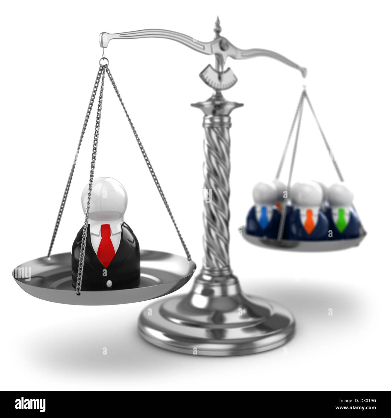 Teamwork. Scales and people on white isolated background. 3d Stock ...