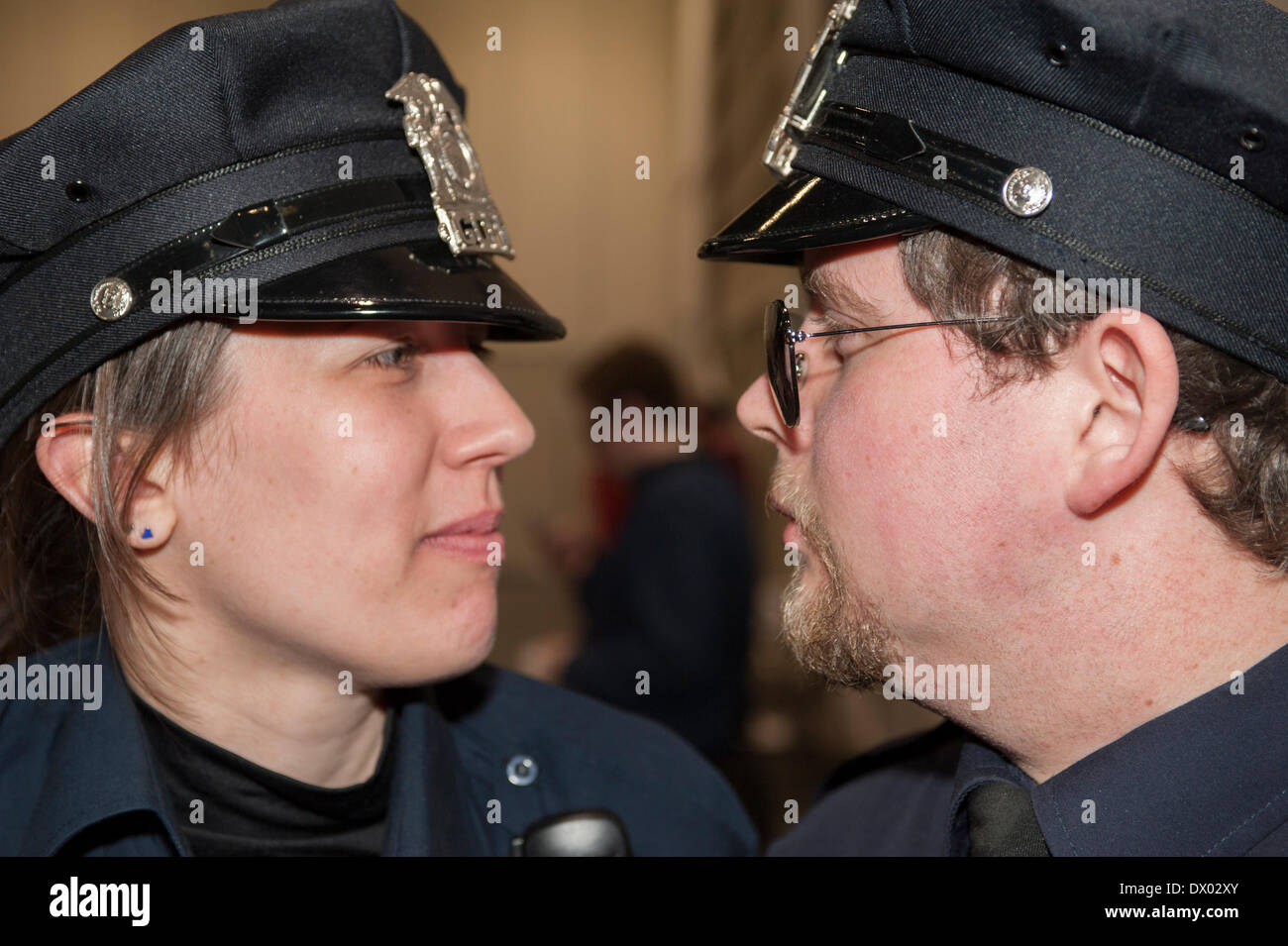 ExCel, London UK. 15th March, 2014. Cosplay visitors as US cops at ...