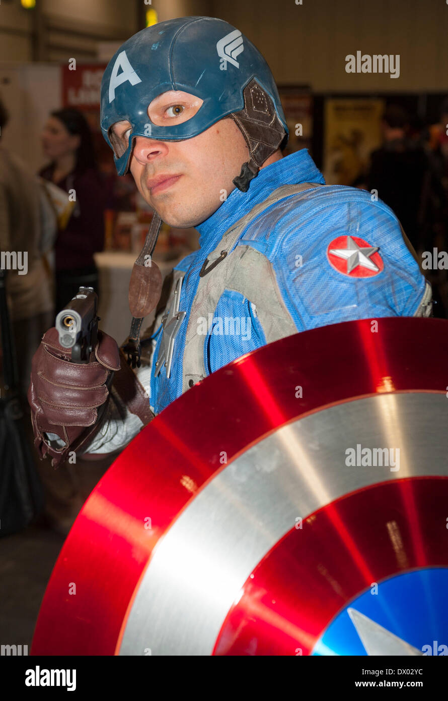 ExCel, London UK. 15th March, 2014. A cosplay visitor as Captain ...