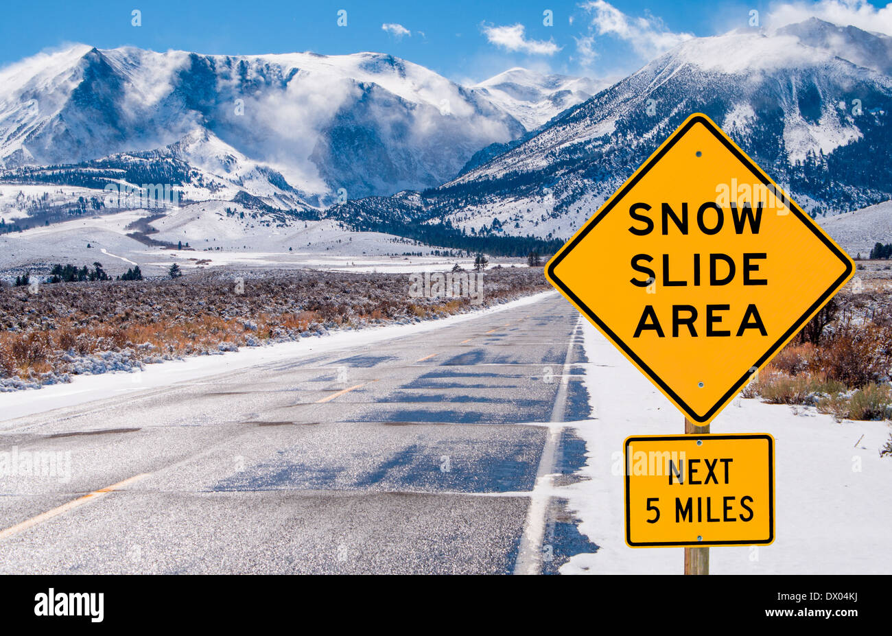 Snow Slide Area Sign Stock Photo - Alamy