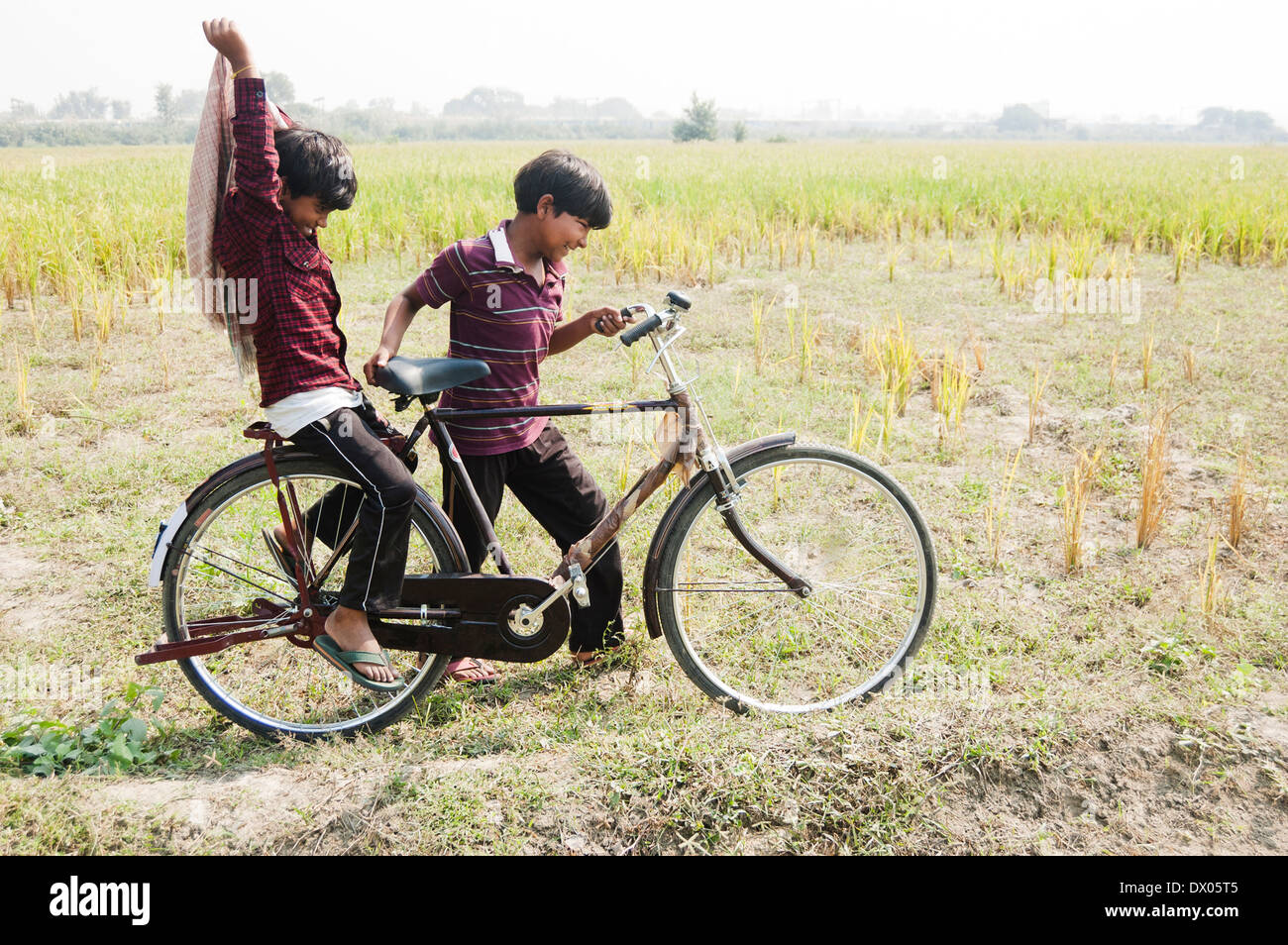 Indian Rural Kids Playful in Farm Stock Photo - Alamy