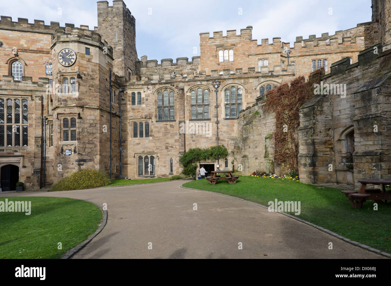 Inside Durham Castle Walls, the clock tower. Now part of the University ...