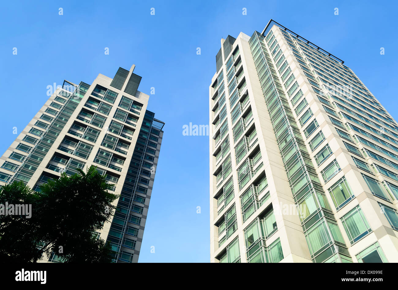 Worm's eye view of two residential buildings Stock Photo - Alamy