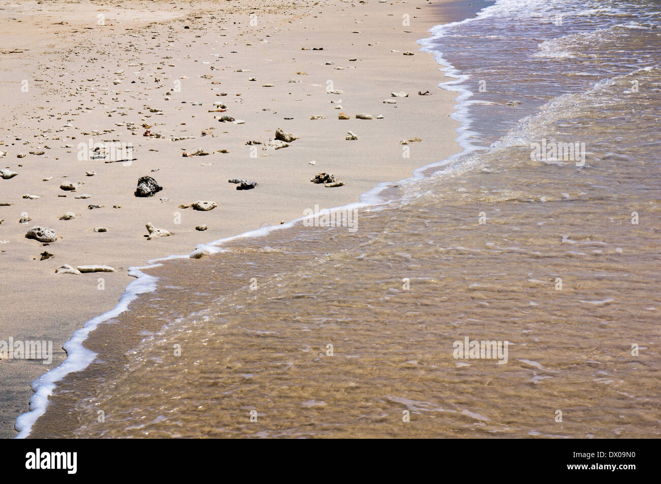Soft wave of the sea on the sandy beach with coral, gili islands ...