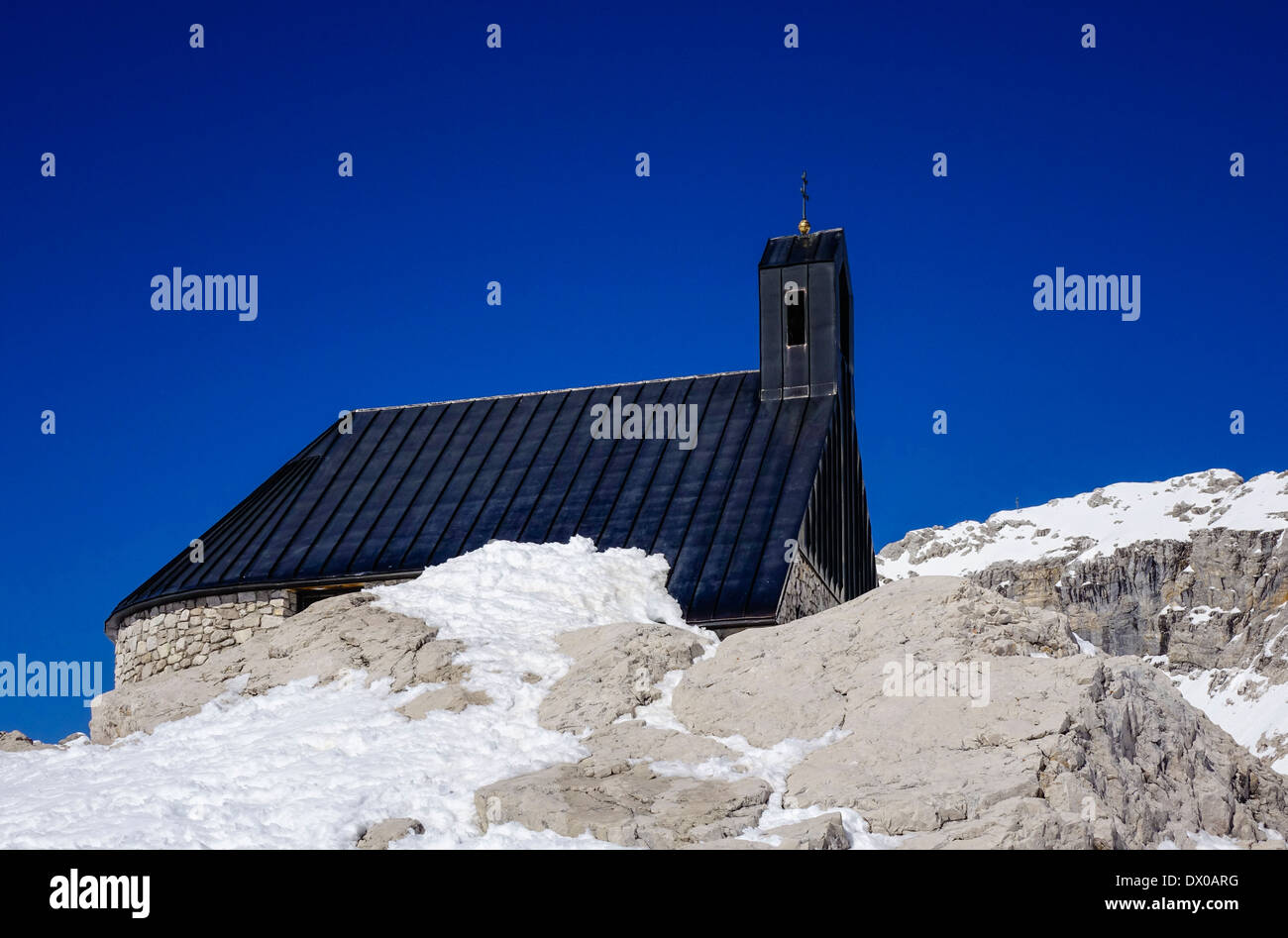 Chapel at Zugspitzplatt, Zugspitze, Bavaria, Germany, Europe Stock ...