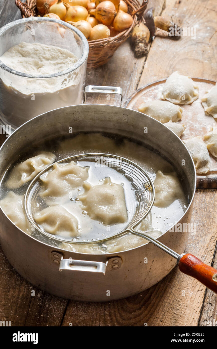Freshly cooked homemade dumplings Stock Photo - Alamy