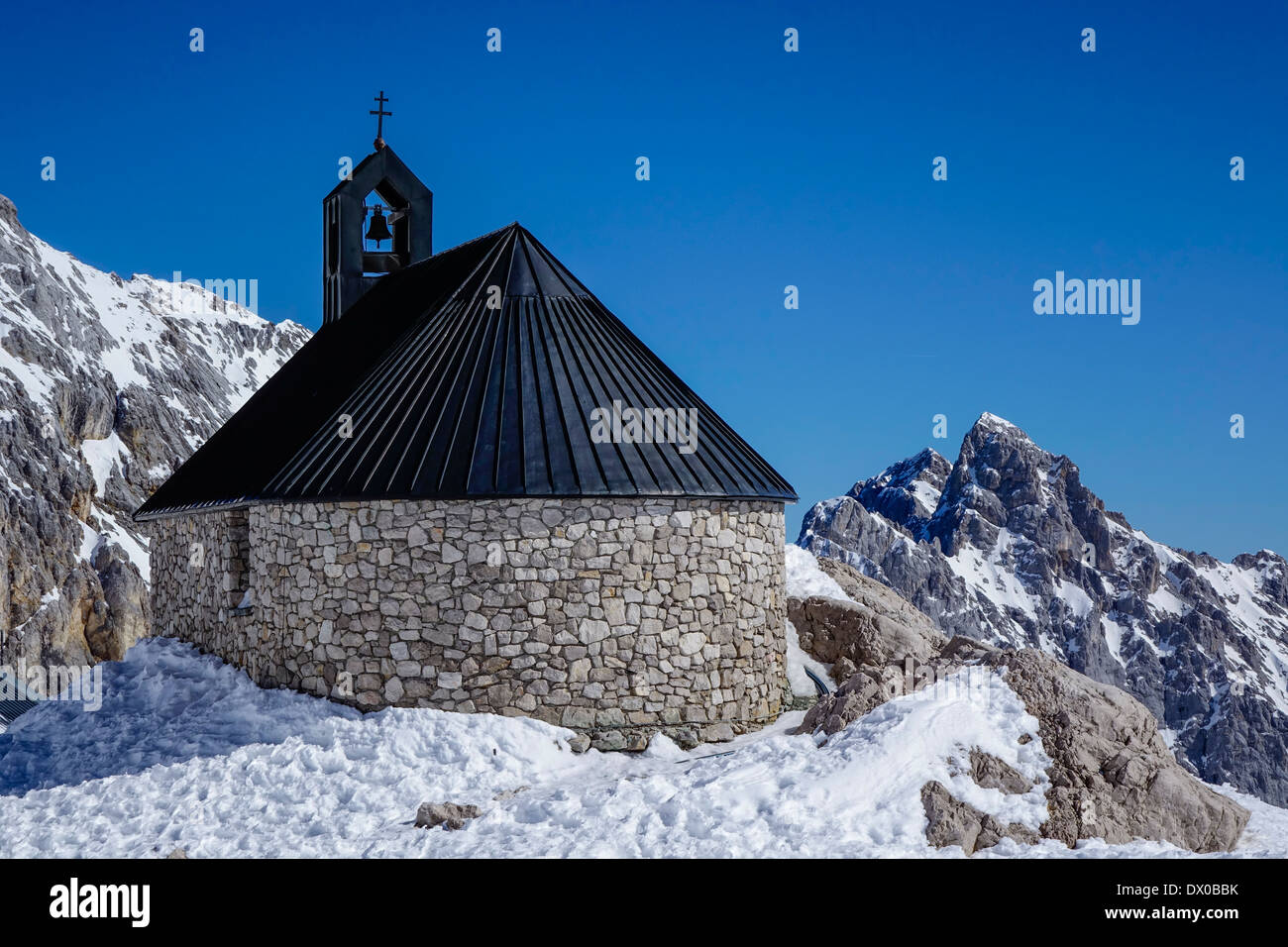 Chapel at Zugspitzplatt, Zugspitze, Bavaria, Germany, Europe Stock ...
