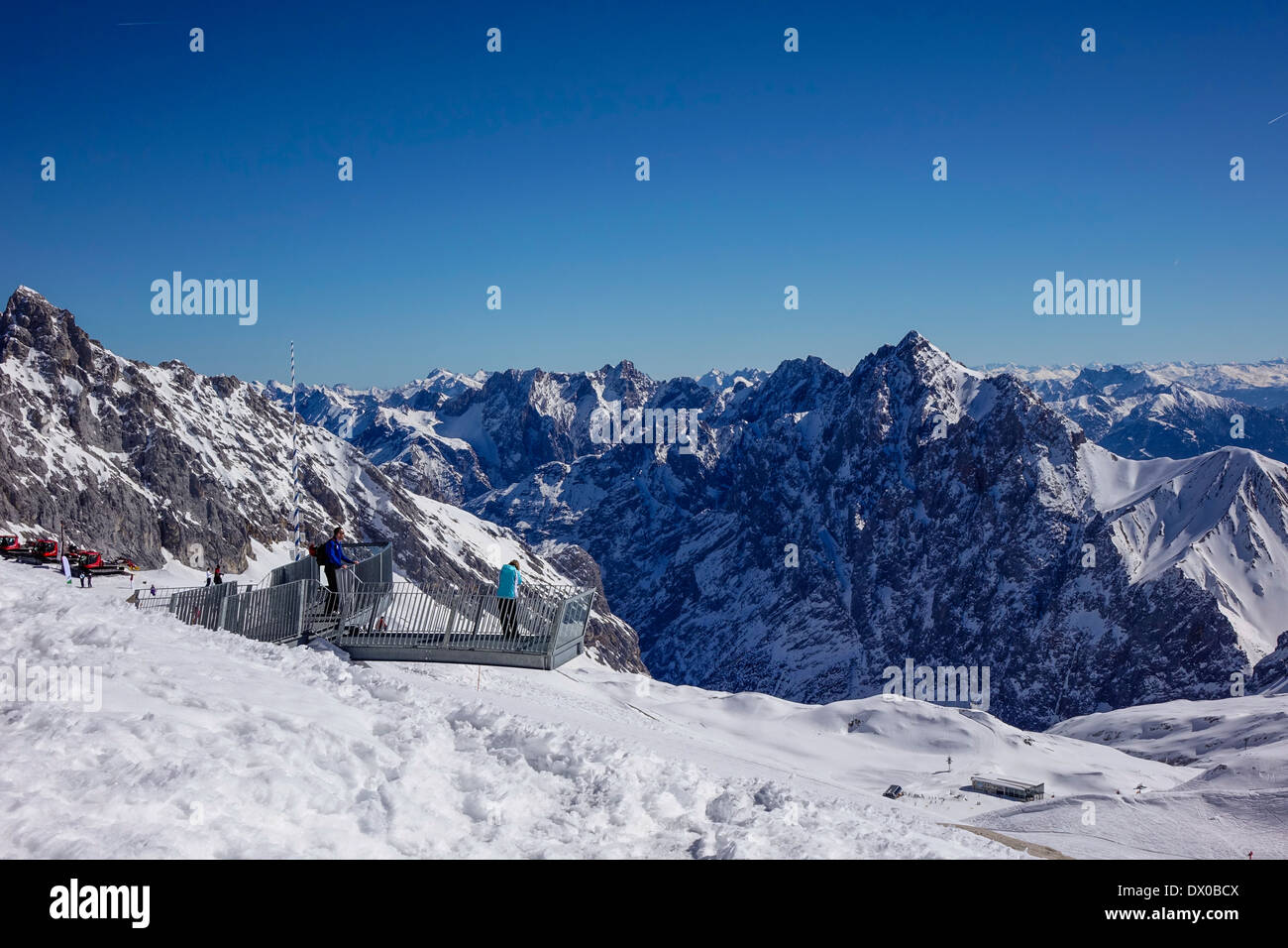 View from the Zugspitze, Germany's highest mountain of the Alps Stock ...