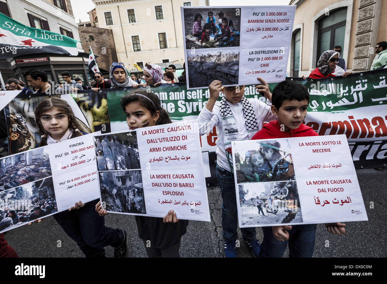 Rome, Italy. 15th Mar, 2014. Rome, Italy ' March 15, 2014: Syrian boys ...