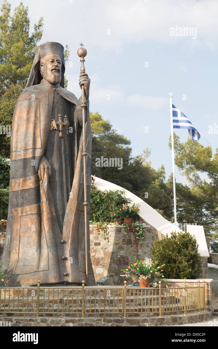 Cyprus, Troodos mountains, statue of Makarios (the first president of ...