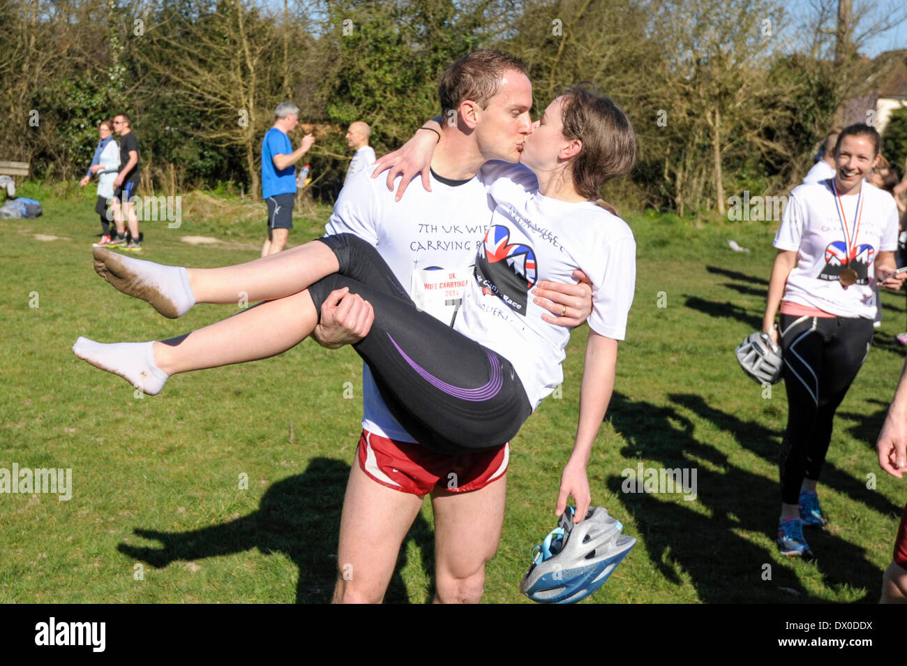 Dorking, UK, 16/03/2014 : The 7th UK Wife Carrying Race. Males or ...