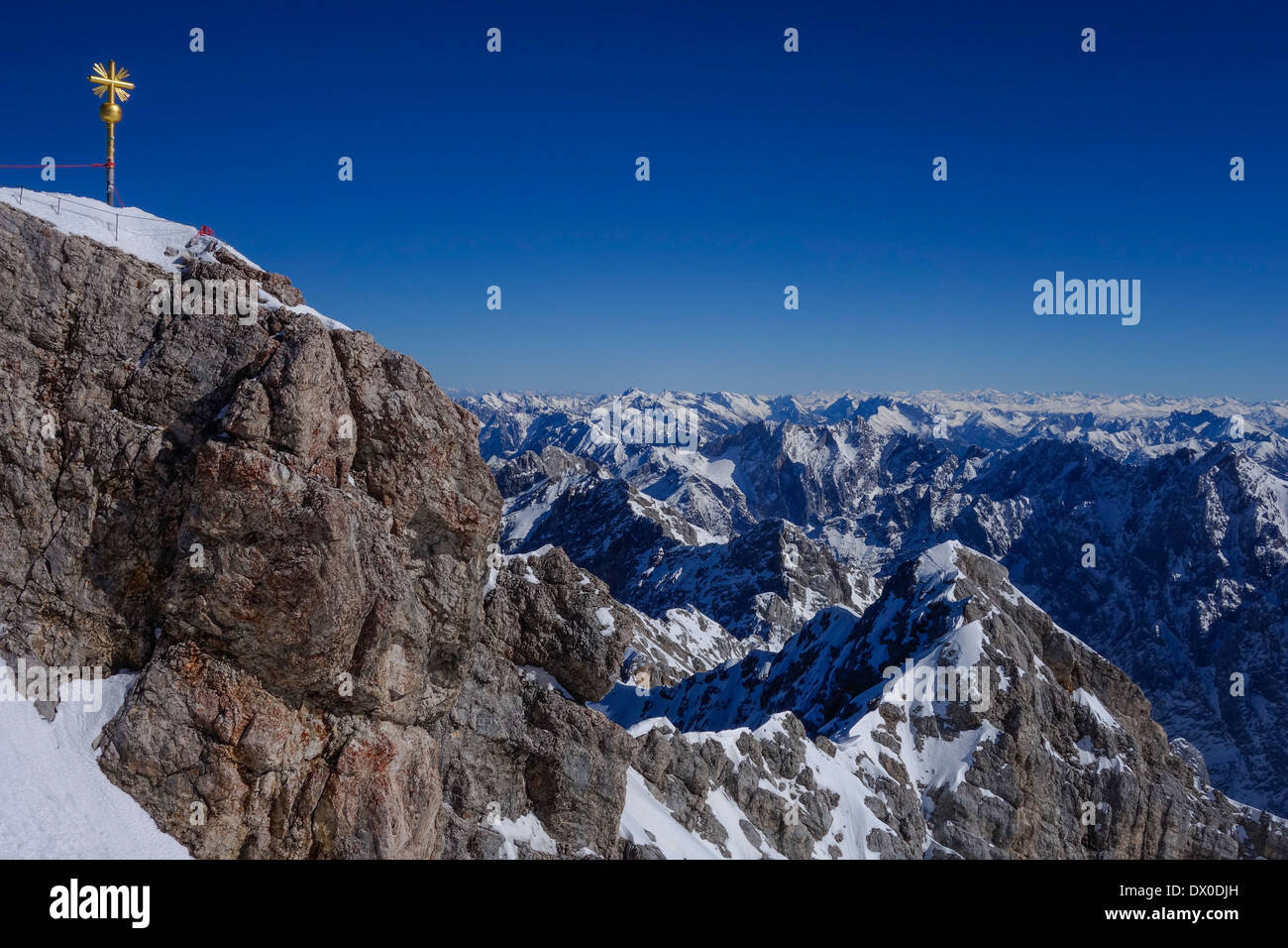 View from the Zugspitze, Germany's highest mountain of the Alps Stock ...