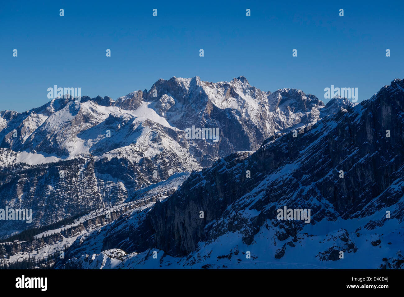 View from the Alpspitze near Garmisch Partenkirchen of the Alps Stock ...