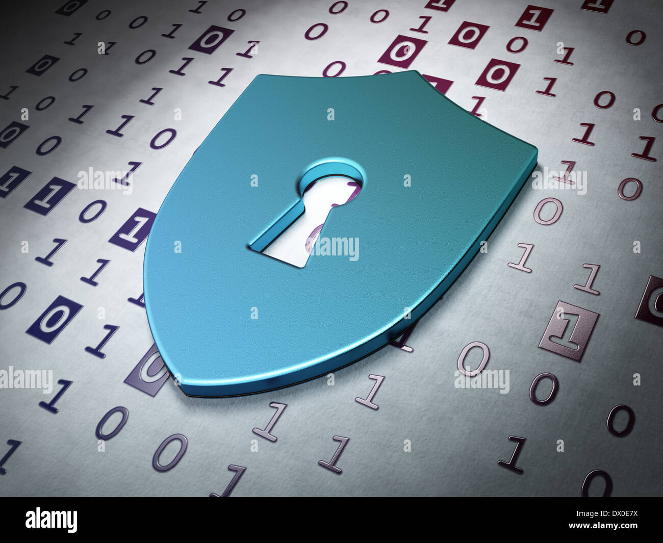 Safety concept: Shield With Keyhole on Binary Code background Stock Photo - Alamy